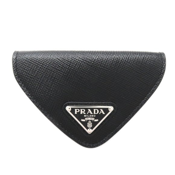 Prada | Bags | Prada Triangle Coin Purse Black Nero Safiano Leather ...